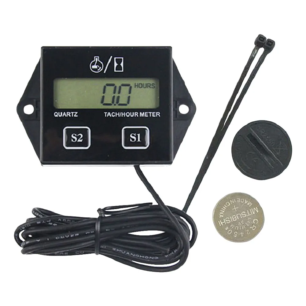 Digital Engine Tach Hour Meter Tachometer Gauge Engine RPM LCD Display ...
