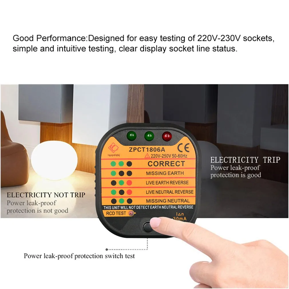 Electric Socket Tester Outlet Checker: Voltage Detector with Circuit ...