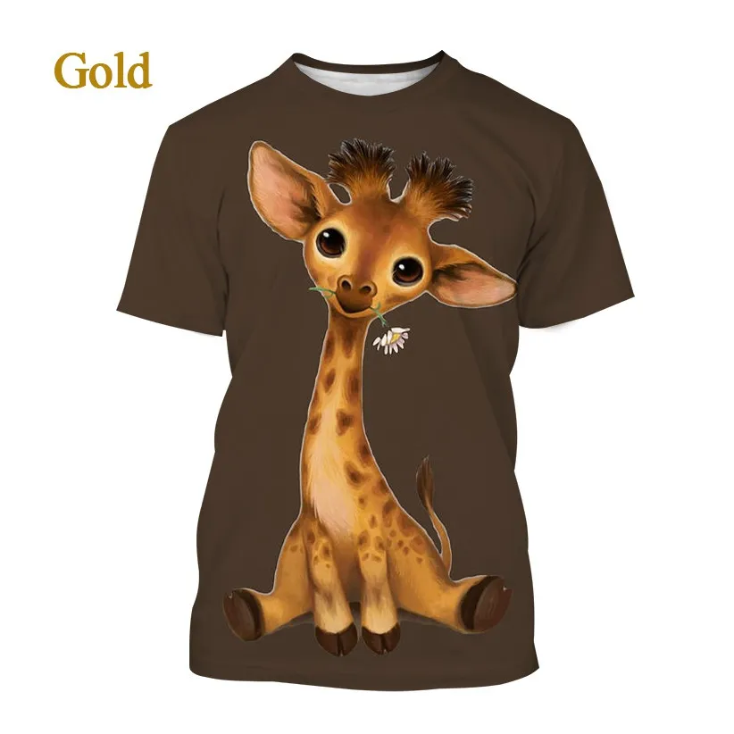 New Fashion Funny Animal Giraffe 3D Printed T-Shirt - Summer Casual ...