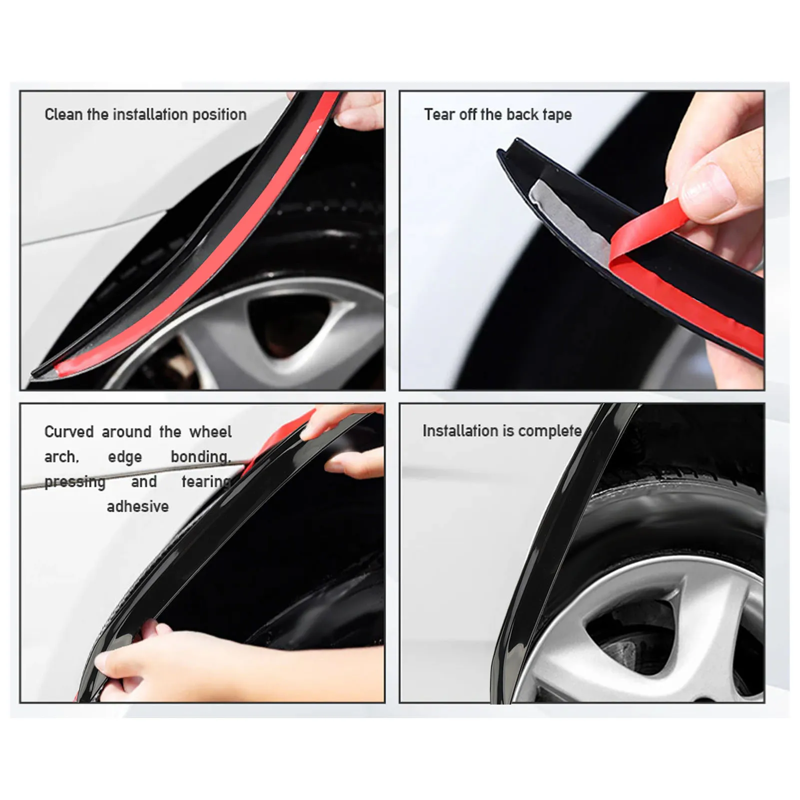 Universal Rubber Fender Flares Car Wheel Arch Covers Extensions Scratch ...