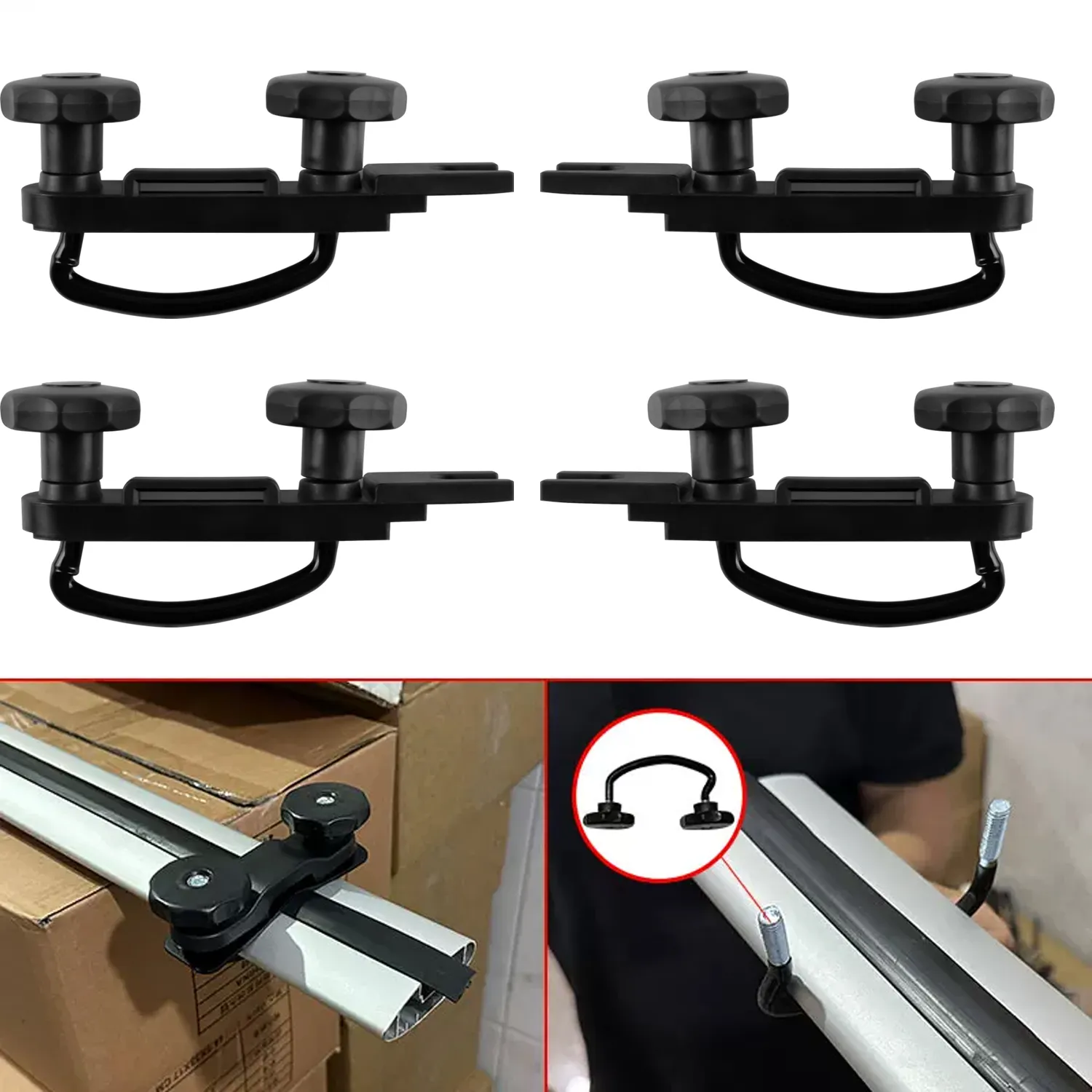 SET Metal Roof Rack U-Bolts Clamps Universal Cargo Carrier Mounting Kit ...