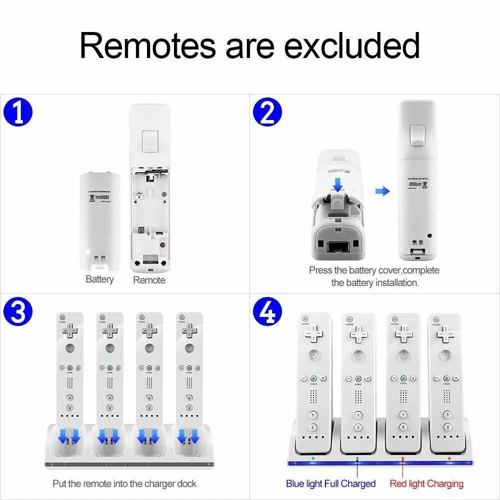 Wii Charger Wii Remote Charging Station With 2x 2800mAh Batteries ...