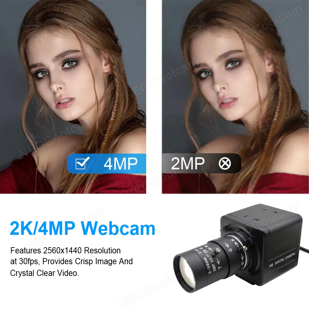 USB Desktop Camera: 4MP Full HD 30fps Industrial USB Webcams With 5 ...