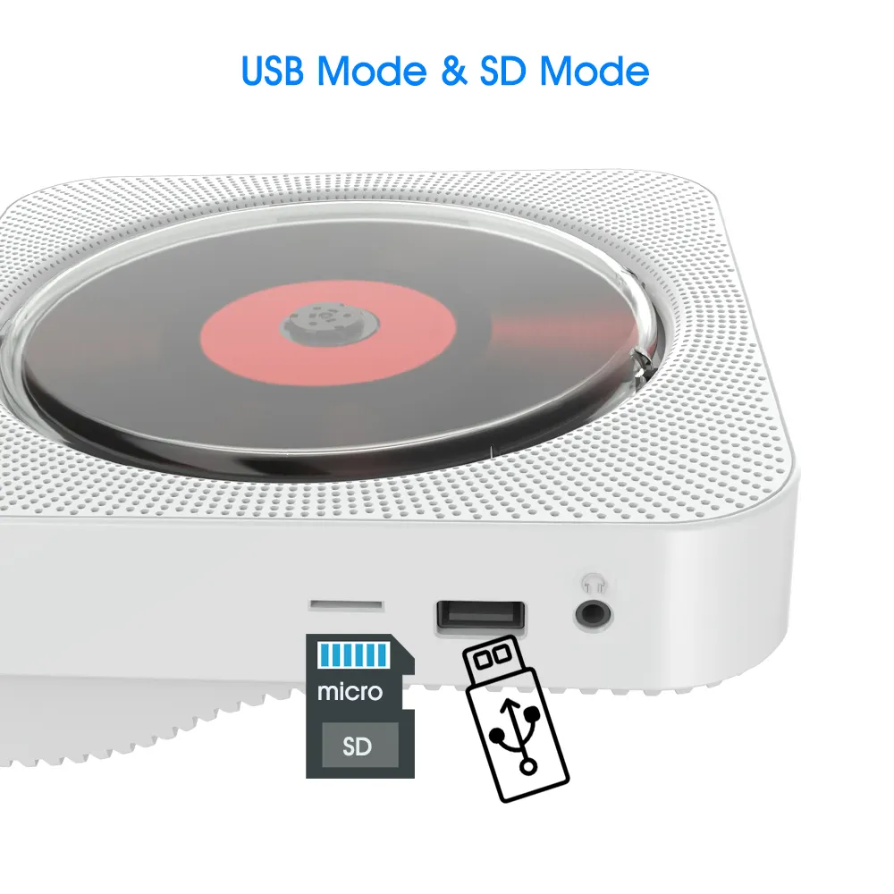 Portable Home CD Player Fm Radio Wall Mountable Retro Bluetooth ...