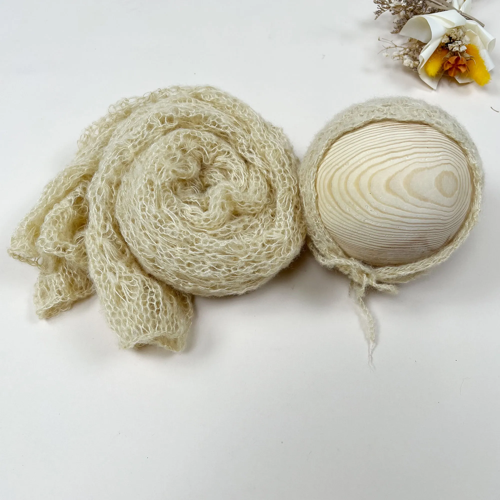 150x40cm Soft Mohair Newborn Photography Wrap & Bonnet Set, Stretchy ...