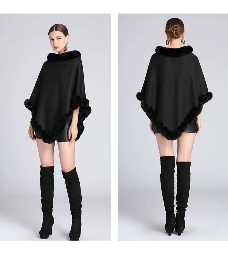 Argyle Faux Fur Collar Cape Shawl: 2024 Bufanda De Poncho Para Mujeres ...
