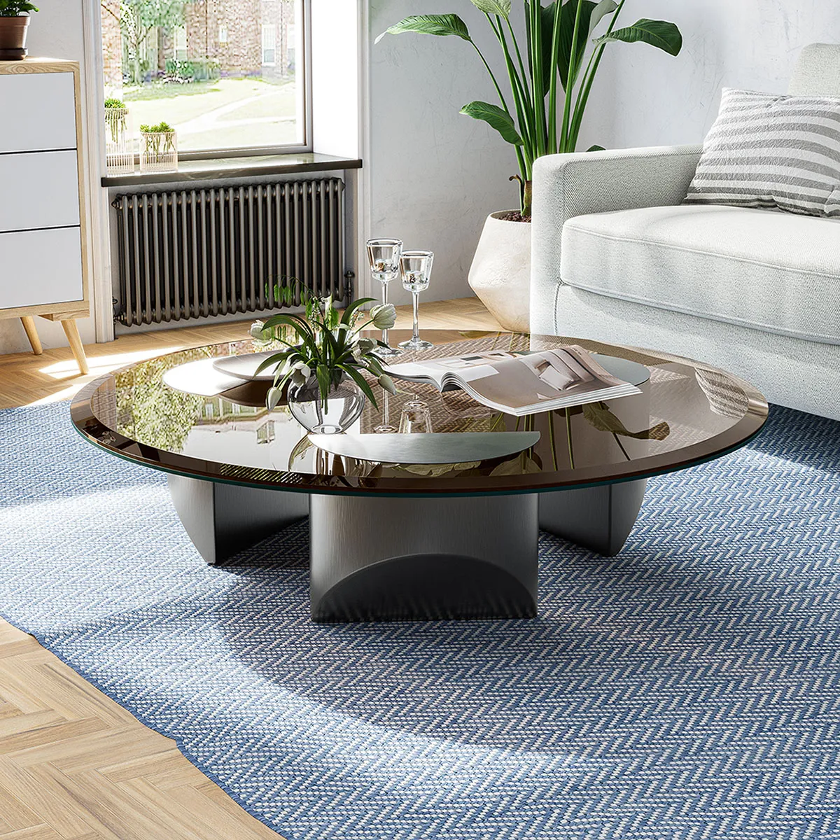 Tea table glass design store