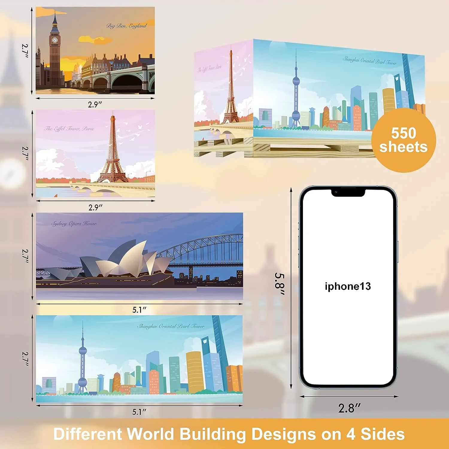 550 empty note sheet Non-Stick Container Note Cube Memo Note Paper Cube ...