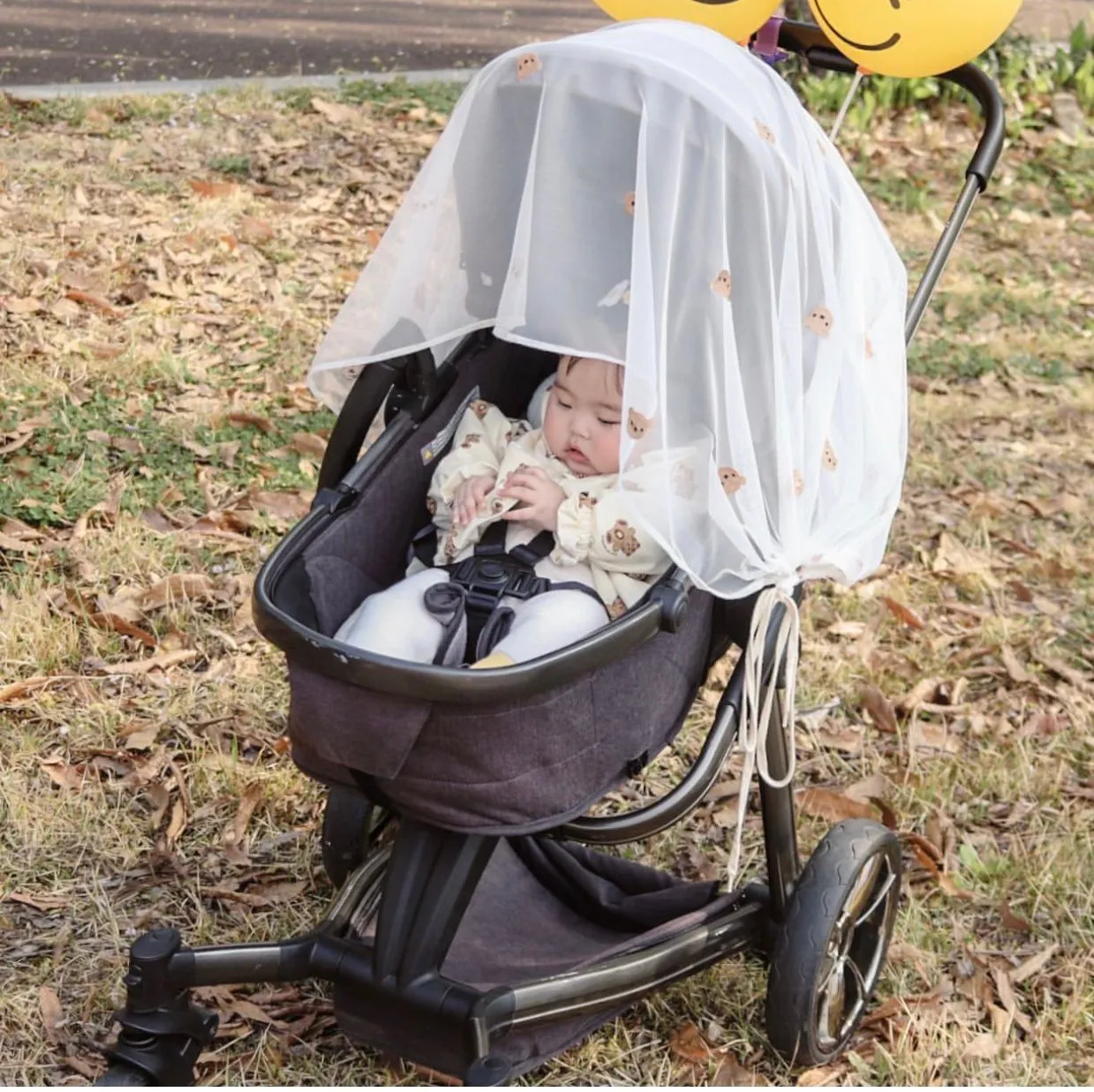Embroidered Mesh Mosquito Net Stroller Cover for Baby Carriage ...
