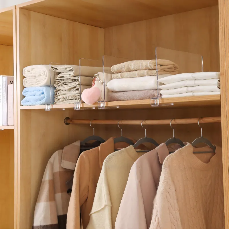 Acrylic shelf storage dividers with Wooden Shelves - Closet Organizer ...