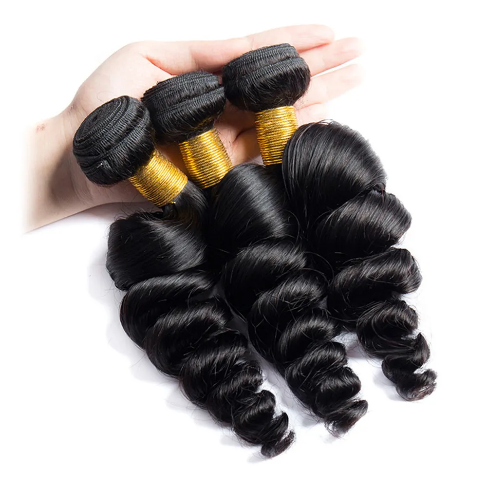 202413x4 Transparent Lace Frontal and 3/4 Bundles Loose Wave Human Hair ...