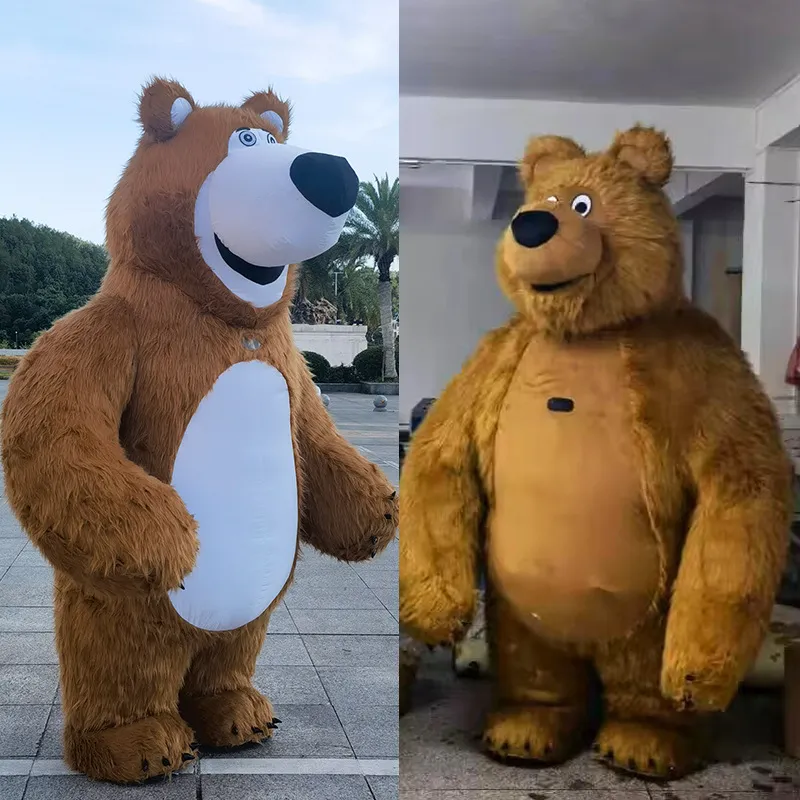 Inflatable Life Size Giant Plush Bear Costume for Adults, Brown Teddy ...