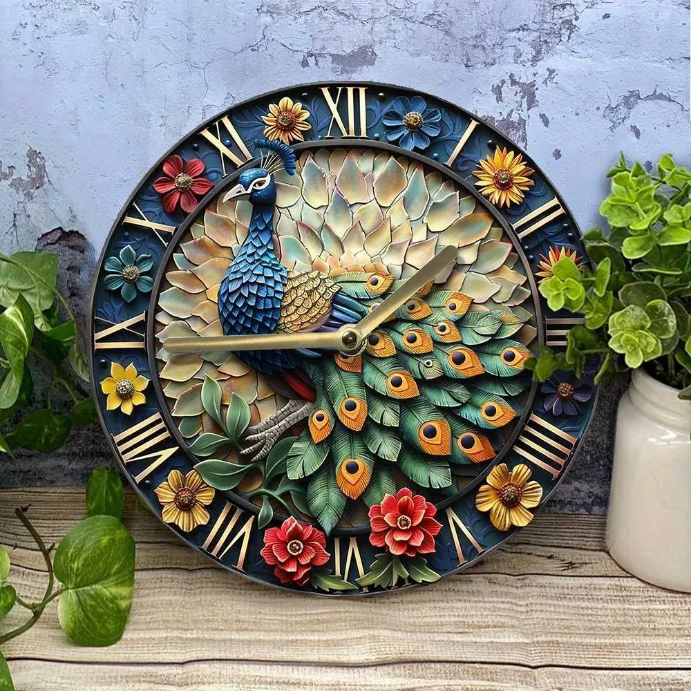 Peacock DIY Peacock Clock Wall Kit Silent Movement, 2D High Definition ...