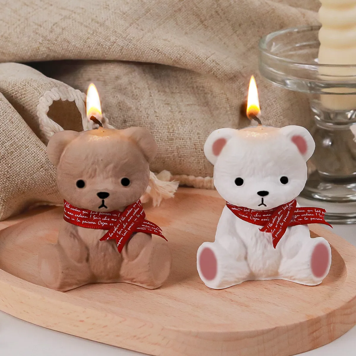 Diy Smiling Teddy Bear Silicone Candle Mold 3D Animal Soap Resin Craft ...