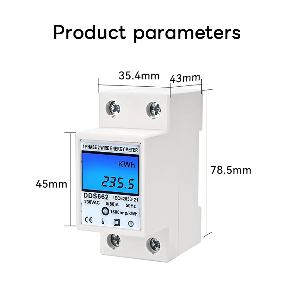 Electricity Usage Meter: Digital Single Phase Energy Monitor, AC 220V ...
