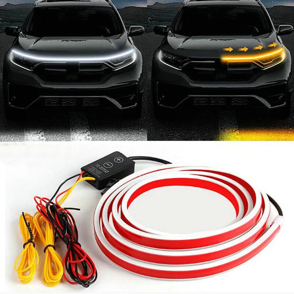 Universal 12V Dynamic LED Car Hood Light Strip Daytime Running Turn ...