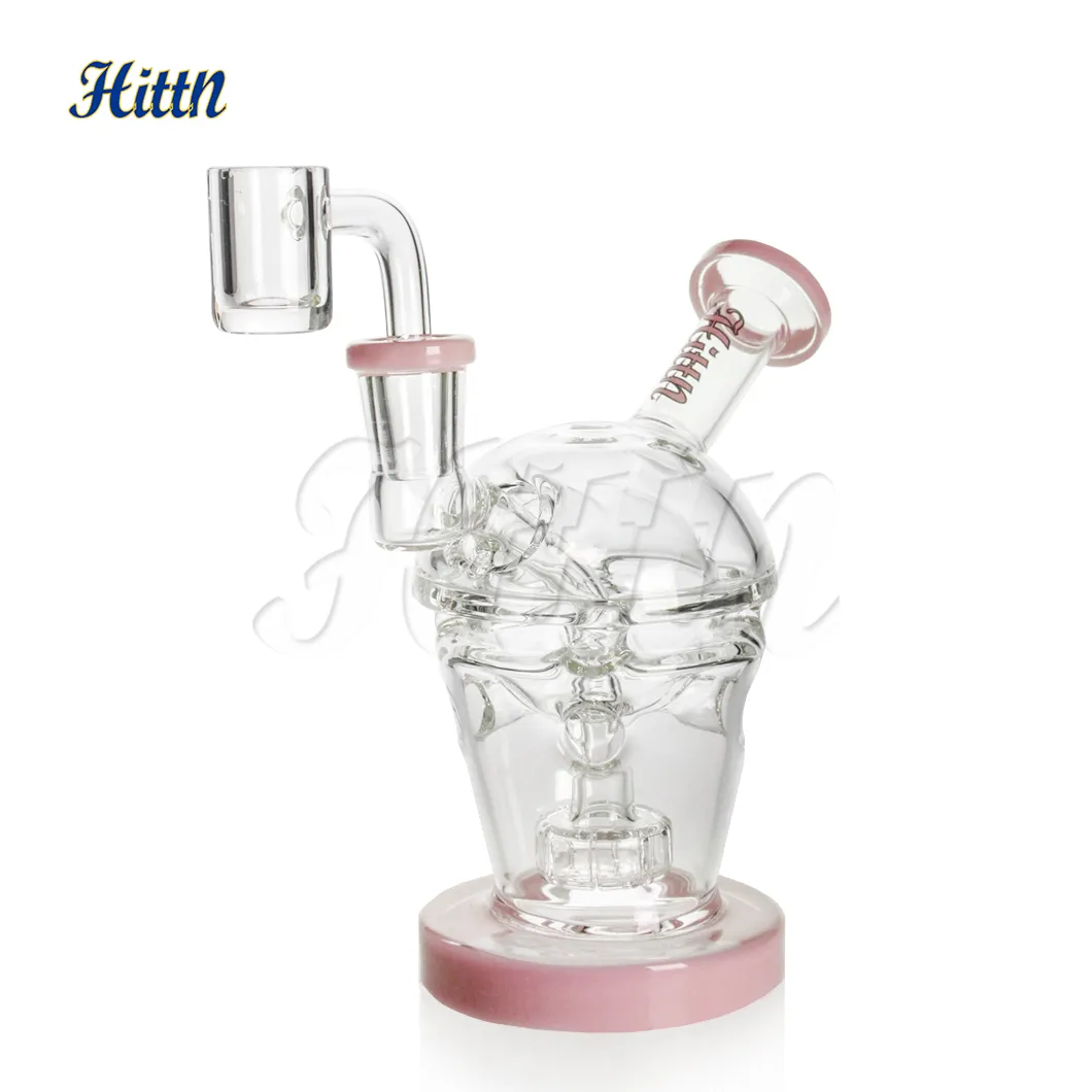 6 Inches Mini Pink Dab Rig Thick Glass Bong Water Pipe Bubbler For ...