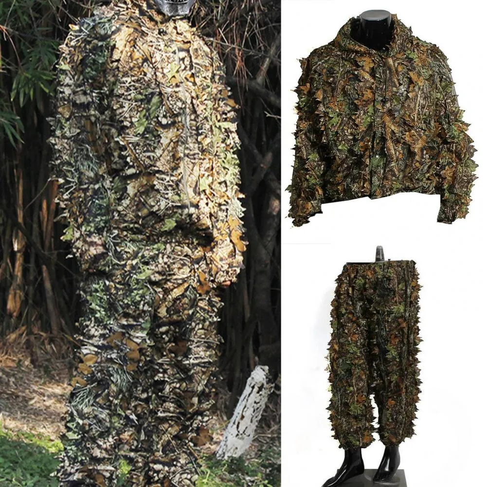 Breathable Camouflage Ghillie nite suit for ladies with 3D Leaves Decor ...
