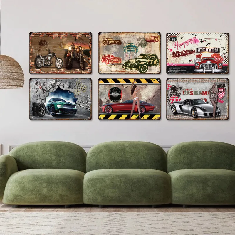 Modern Vintage Car Metal Signage plaque on teeth for Home Decor - Tin ...