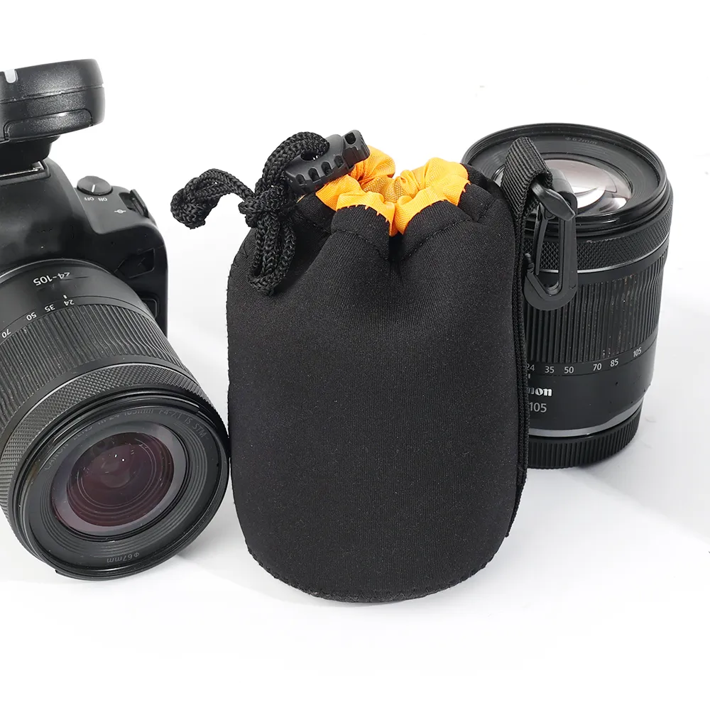 Waterproof Neoprene Camera Lens Pouch with Drawstring for DSLR Cameras ...