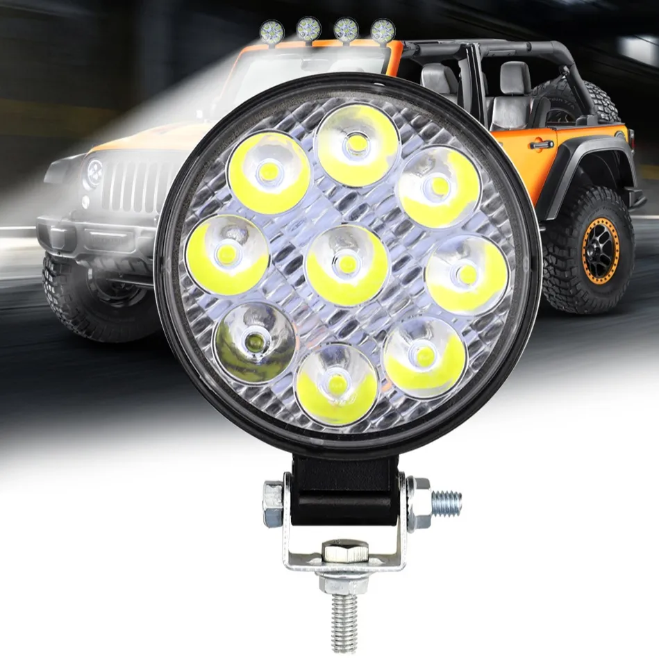 9-30V 4/27W Mini Round LED Work Light for Off-Road Vehicles SUV Truck ...