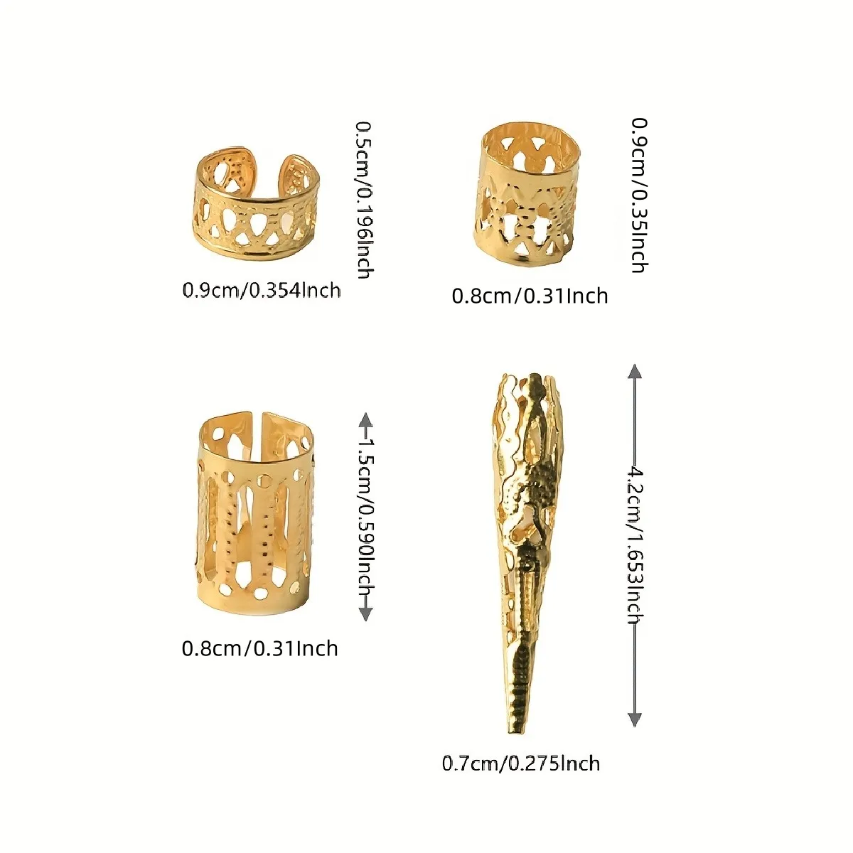 Alloy Hair Rings Hollow Metal Hair Cuffs For Dreadlocks, Braids, And ...