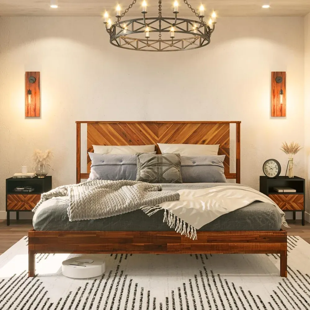 Premium Acacia Wood Bed Frame With Headboard Footboard Bed Frame Easy Assembly No Springs Required 12 Sturdy Wooden Slats From Homepro15 445.51 DHgate.Com