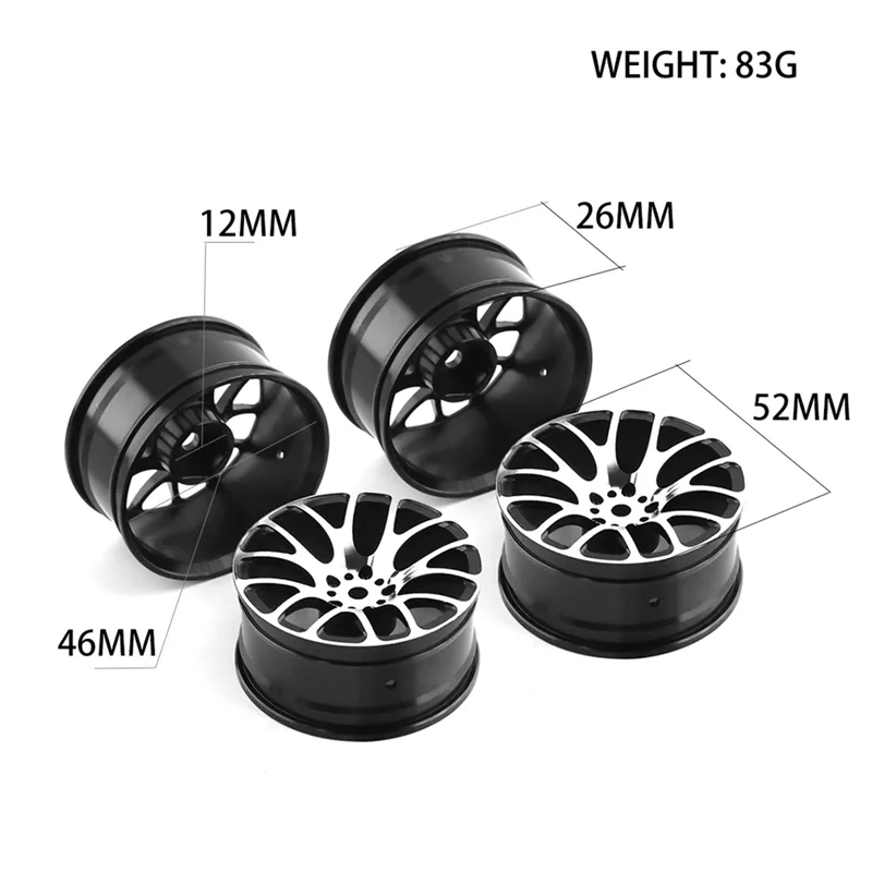 DHgate.com:4Pcs 1/10 RC Drift Racing Wheels - 52MM Metal Rims for HSP ...