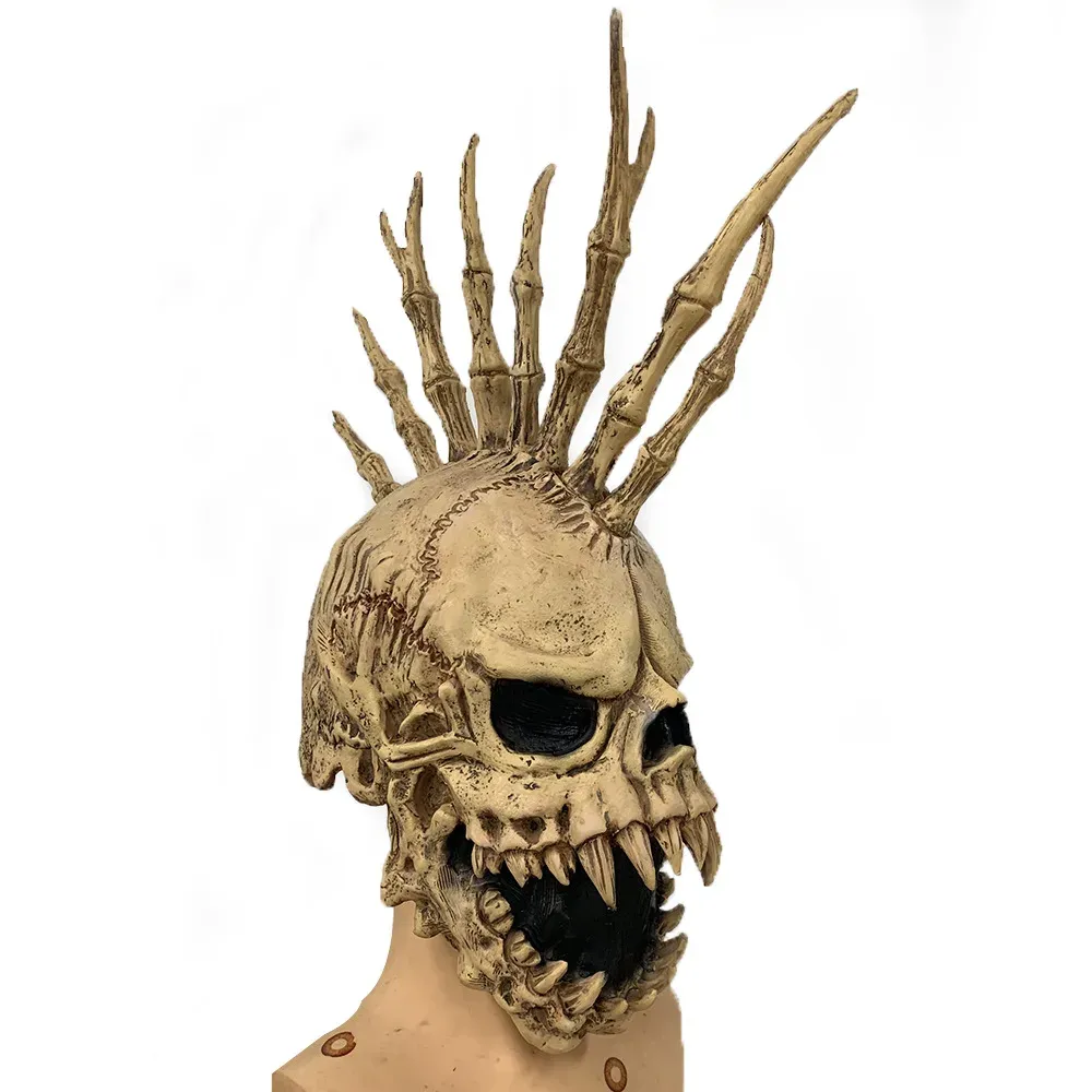 Adult Horror Mohawk Skull Full Head Latex Mask for Halloween Costume ...