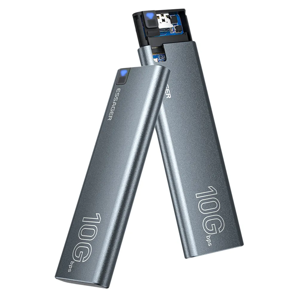 External Hard Drive Case M.2 SATA NVMe SSD Enclosure, 10Gbps USB 3.2 ...