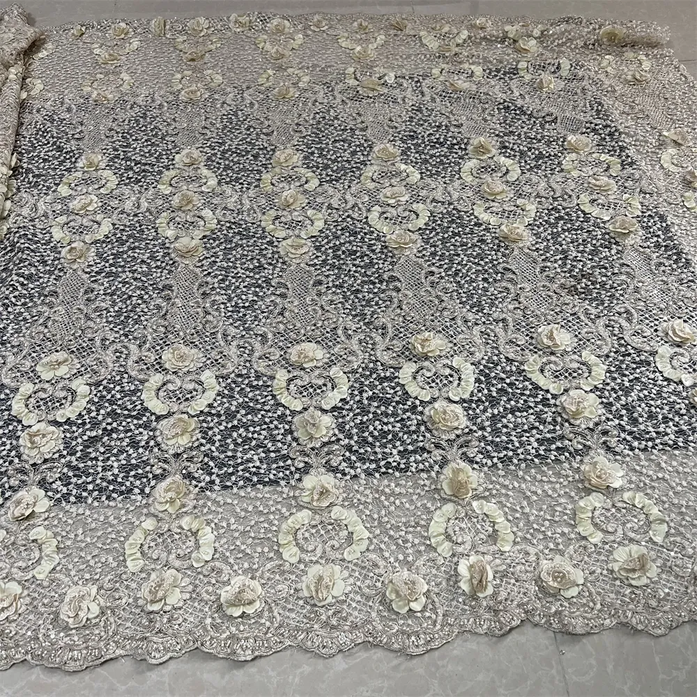 French Chantilly Lace Mesh with Rhinestones for Bridal Dressmaking ...
