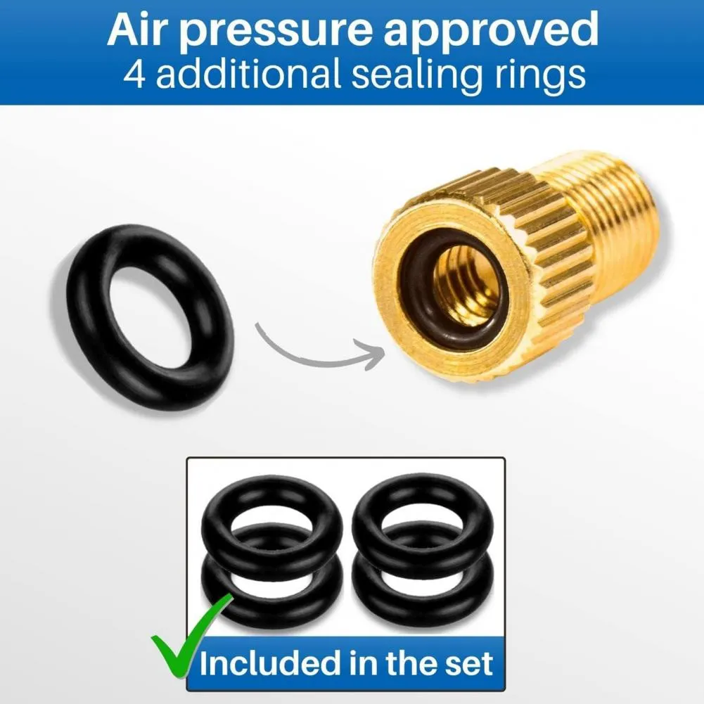 Presta Valve Adapter Set with 4 Tire Caps for MTB Road Bike Tire Pump ...