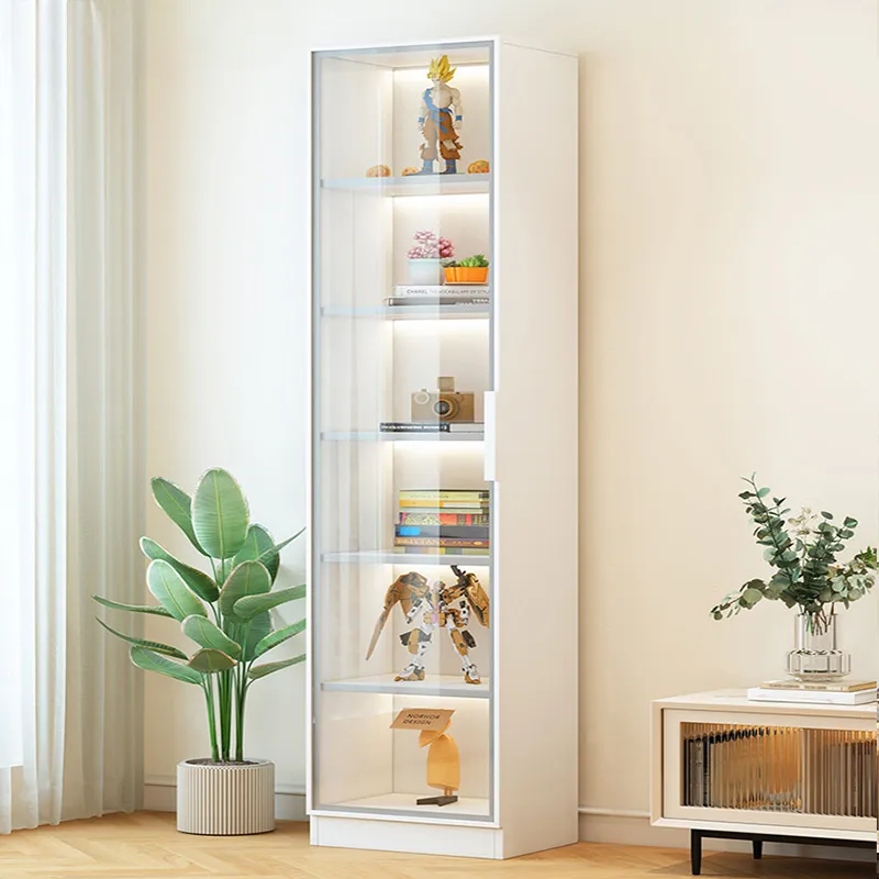 Glass Display Cabinet Bathroom Storage Modern Shelves Living Room Furniture