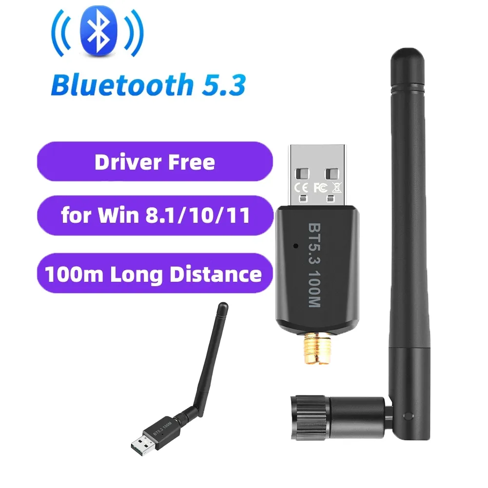 2024100M USB Bluetooth Adapter, Ultra-Long Range Wireless Dongle ...