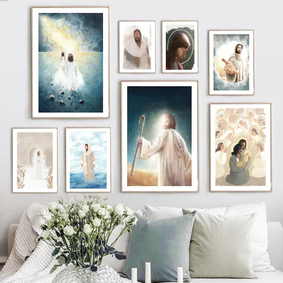 Jesus Christian Bible Faith Canvas Wall Art LDS Nordic Abstract ...