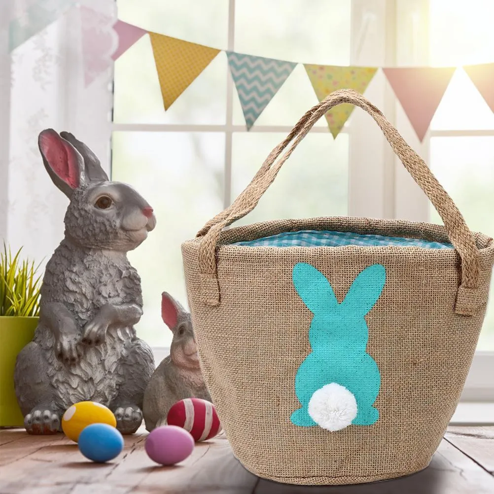 Fluffy Easter Bunny Basket, 2-Handled Eggshell Buckets for Laundry ...