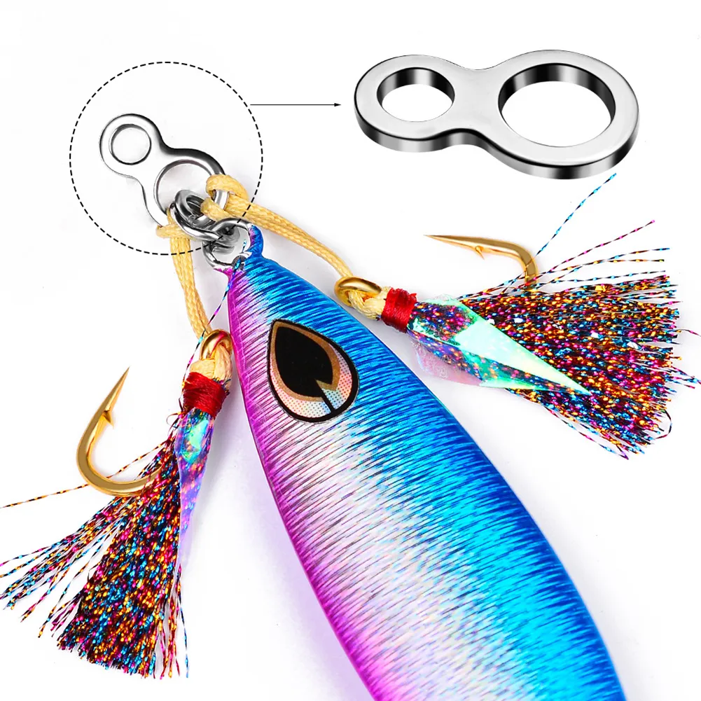 Double-Sided Sea Fishing Lures Connector Kit: Solid Ring Jigging Swivel Snap Accessories from ...