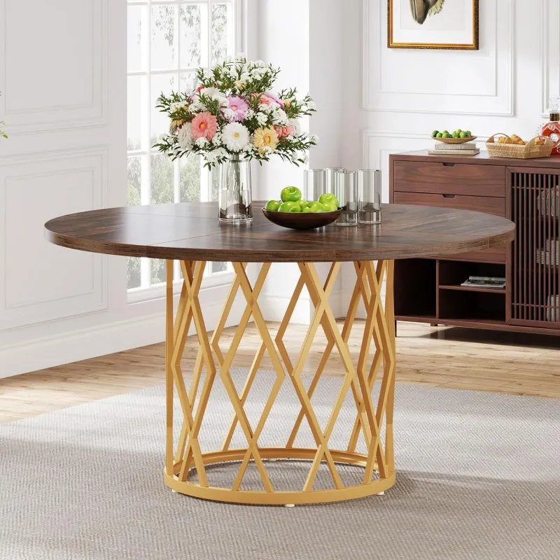 Tribesigns Round Dining Table For 4 People, Circle Dining Room Table ...