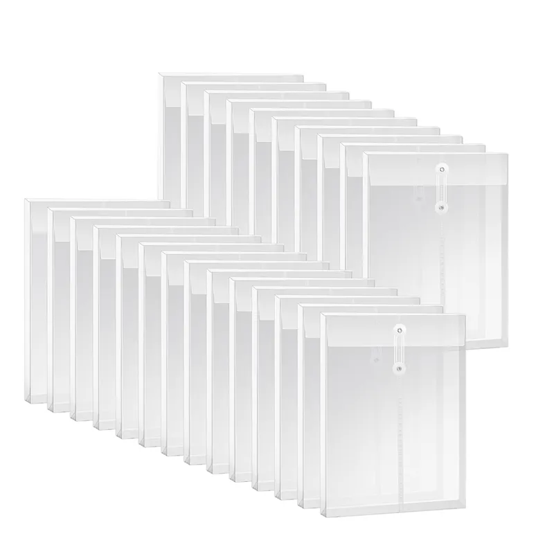 A4 Size Clear Plastic Envelopes With String Closure Expandable File ...