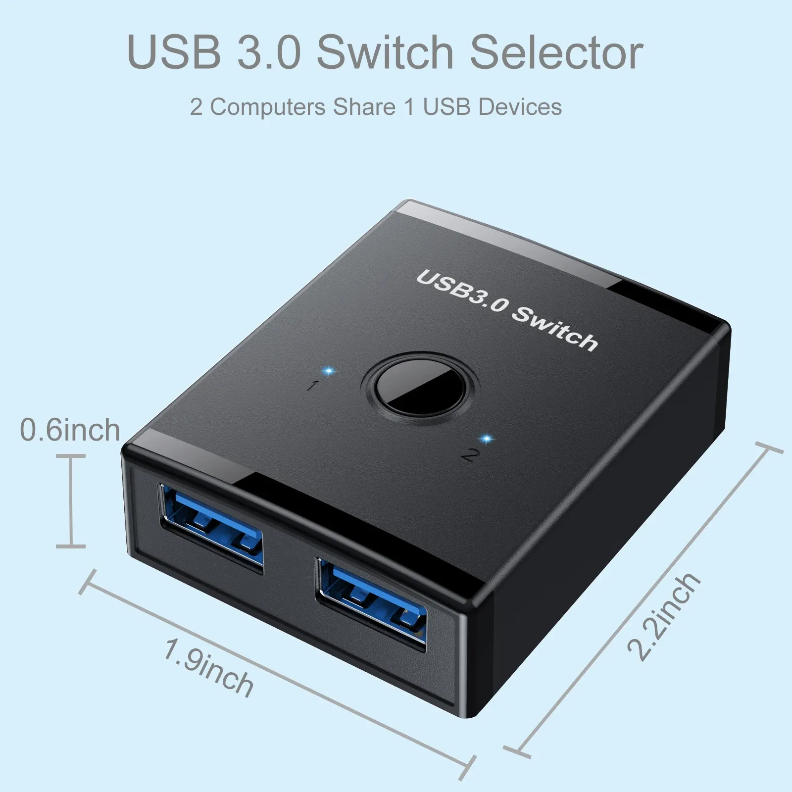 USB 3.0 KVM Switch: 2 Port PC Sharing Device With Keyboard, Mouse, And Printer Support, Includes ...