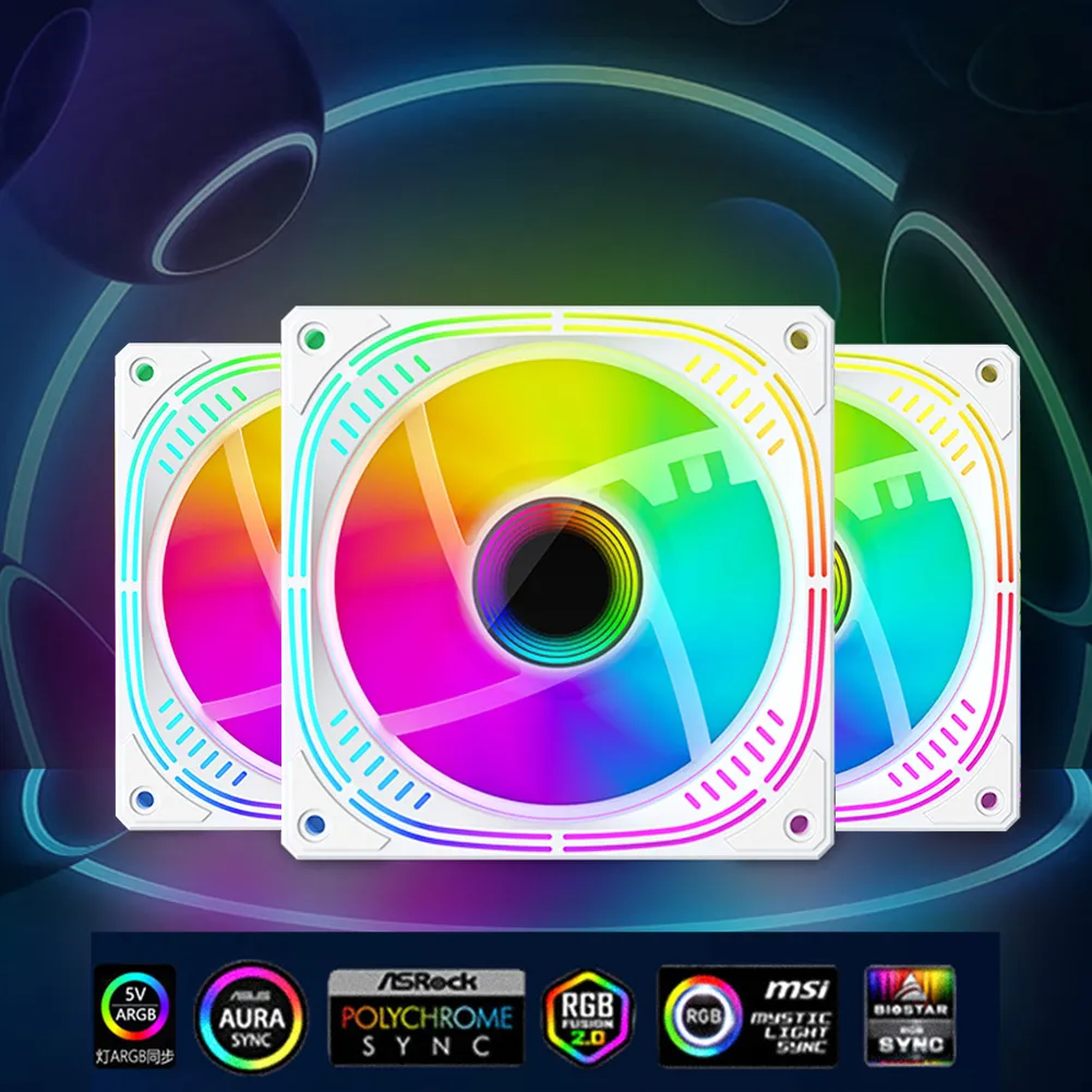 ARGB Sync 120mm CPU Cooler Radiator With PWM, 24 LED Rainbow Beads, And ...