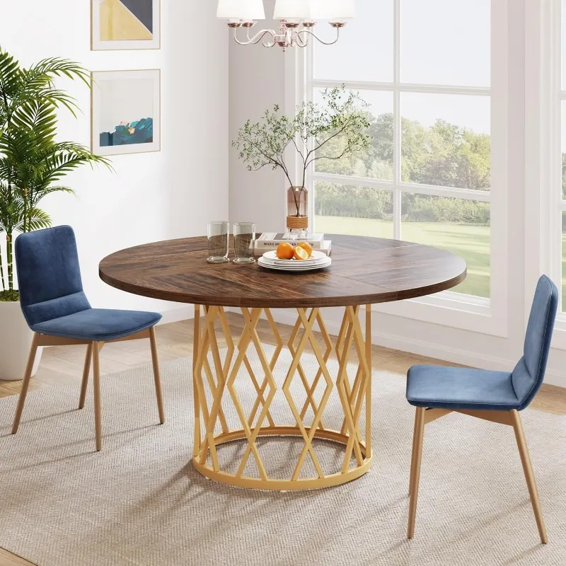 Tribesigns Round Dining Table For 4 People, Circle Dining Room Table ...