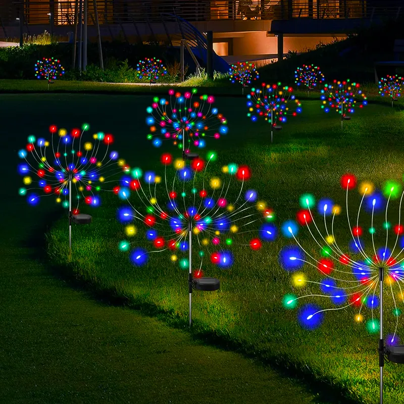 Multicolored Solar Powered LED Firework Lights for Outdoor Garden ...