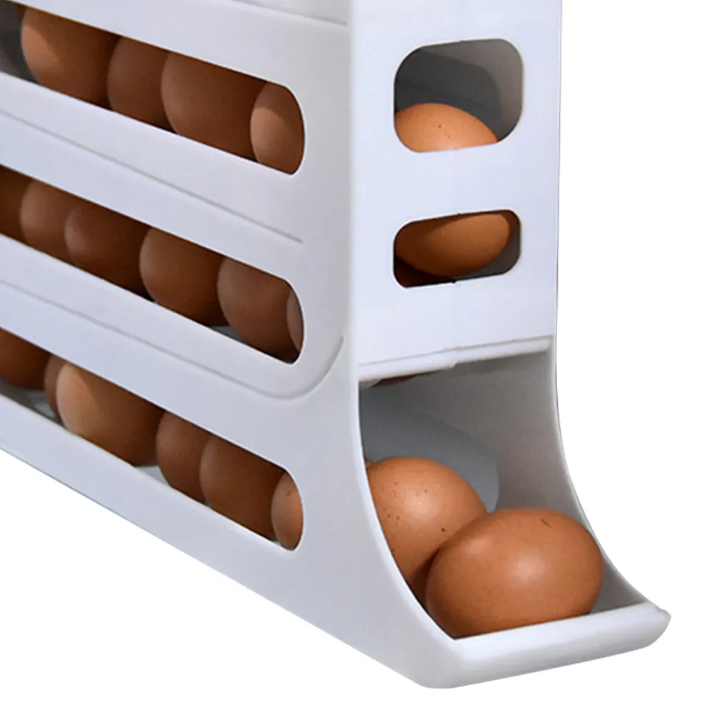 Automatic Scrolling Egg Rack Holder 4 Layer Refrigerator Egg Storage ...