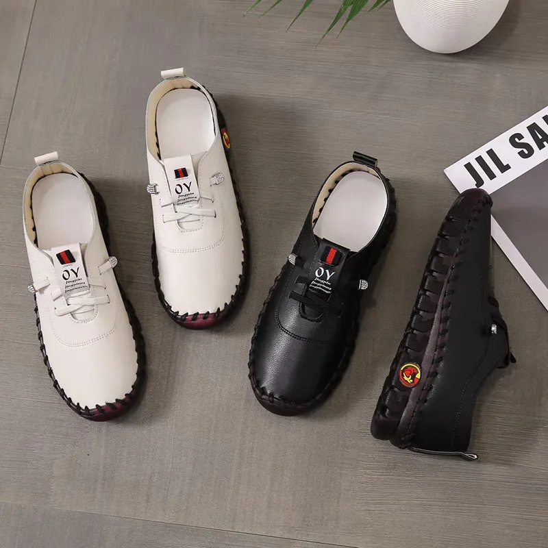 Bulk Shoes For Seniors Comfortable Leather Flats: Non Slip Walking ...