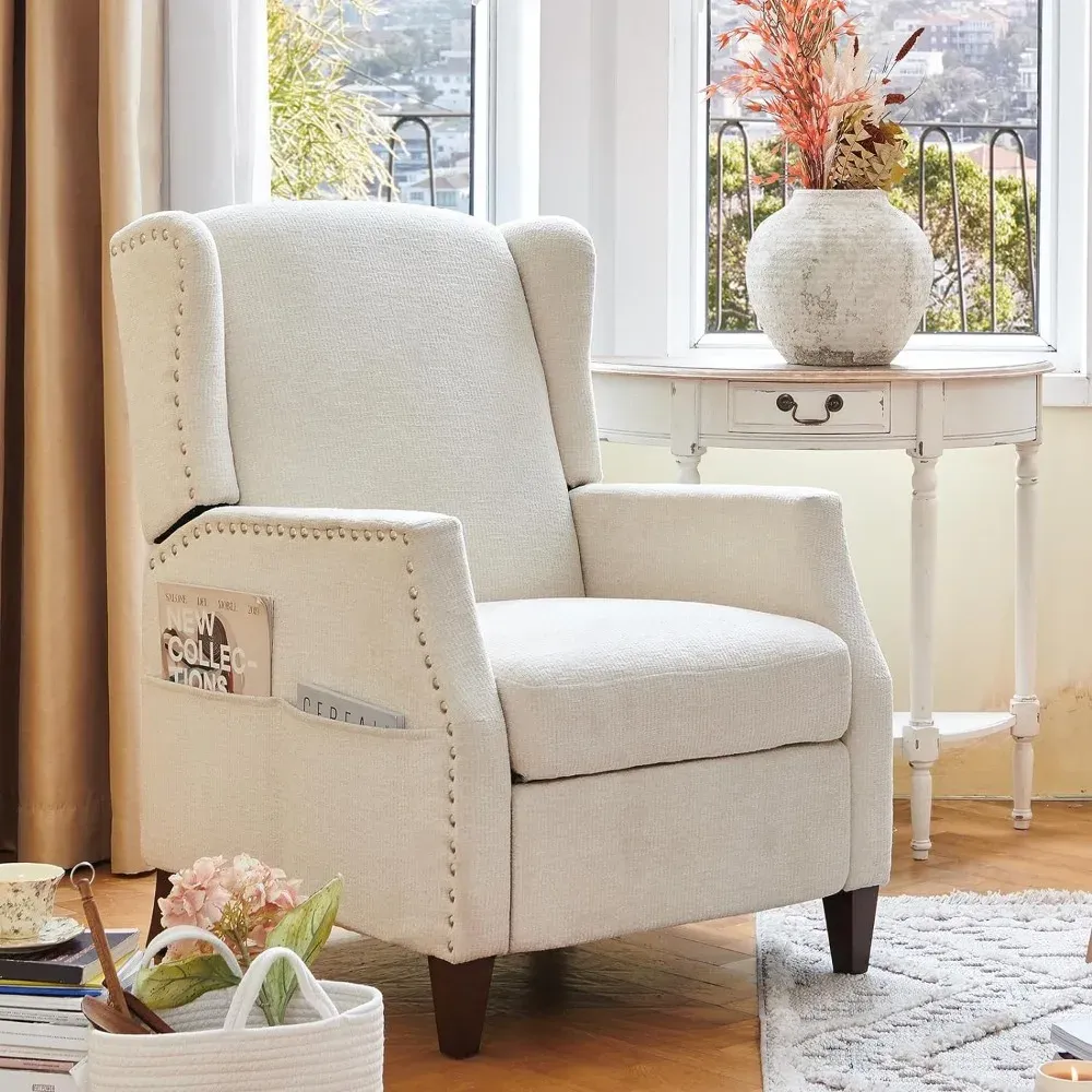 Wooden Legs And Nailhead Trim Single Reclining Sofa Perfect For Living Room Wingback Or Pushback Stylish Cindy Crawford Home Sofa From Homepro18 267.36 DHgate.Com