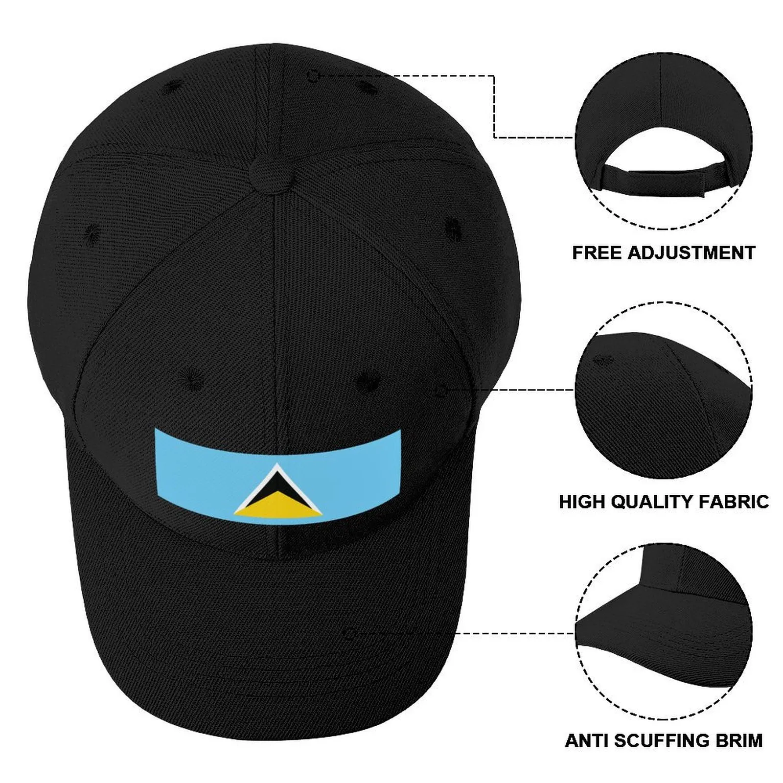 St. Lucia National Flag Baseball Cap Visor, New Hat, Gentleman's Sunscreen Trucker Hat For Men ...