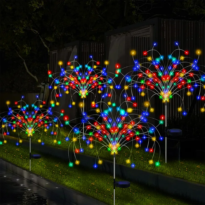 Multicolored Solar Powered LED Firework Lights for Outdoor Garden ...