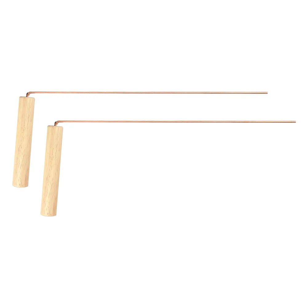 Copper Dowsing Rods for Water & Treasure - 2 Pack, 99.9% Pure, Wooden ...