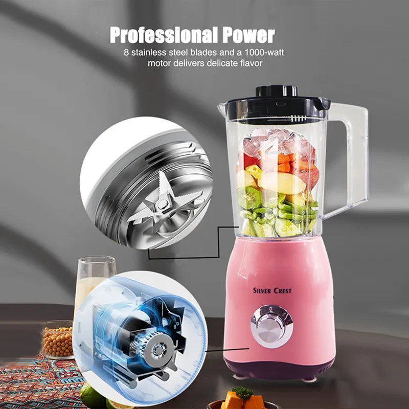 Electric Pink Blender: 1.5L 2-Speed Powerhouse for Shakes, Smoothies ...